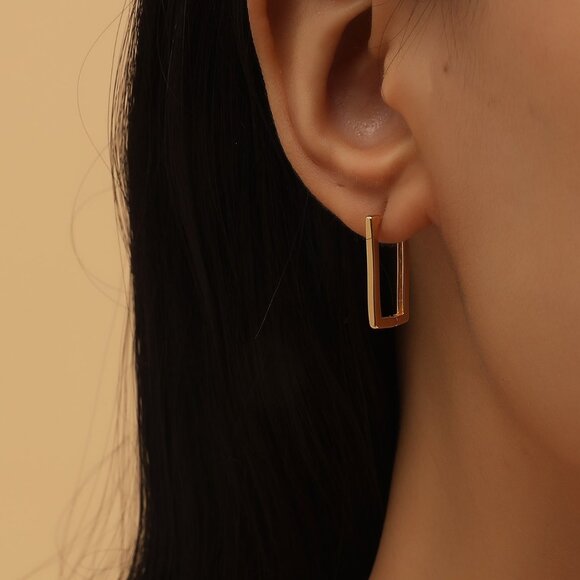 Jewelry | 525 Gold Rectangle Hoops | Poshmark